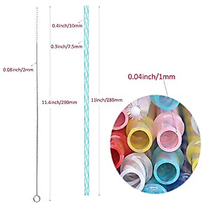 Ayoyo Striped Reusable Plastic Straws 11 Inch 6 Pcs and 1 Pcs Straw Brush Party Wedding Holiday for Tumbler Straws