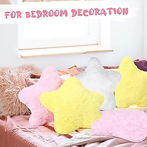 Yousoontic 6 Pcs Star Plush Throw Pillows Cute Preppy Star Shaped Floor Cushions Kids Aesthetic Room Decorative Pillows for Sofa Living Room Bedroom, 15.75 Inches(Pink,Yellow, White)