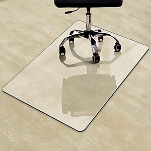 SHAREWIN Office Chair Mat for Carpet/Hardwood Floor- Tempered Glass Desk Chair Mat fo Office Home 1/5” Thick, Heavy Duty Under Desk Protector, Computer Gaming Chair Mat w/Anti-Slip Pads, 46” x 35”