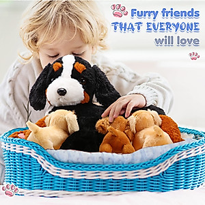 HyDren Nurturing Bernese Mountain Dog Plush Toy Set 15 Inch Nursing Mommy Dog Stuffed Animal with 4 Stuffed Magnetic Baby Puppies for Kids Birthday Graduation Children's Day Gifts Pet Party Favors