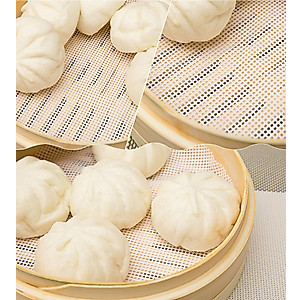 Lucky Gourd Reusable Non-Stick Silicone Steamer Pad Mesh Round Dumplings Mat,Pack of 4 (17.3 Inch/44 CM)