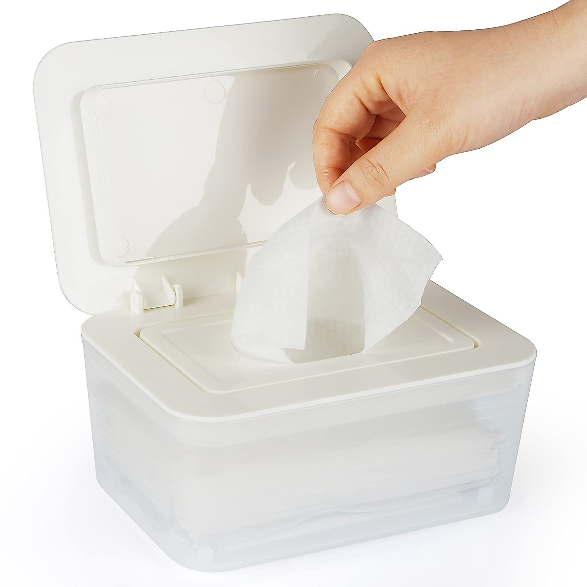 Whiidoom Large Capacity Wipes Dispenser Removable Plastic Wipes Case Keeps Wipes Fresh (White)