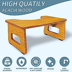 Toilet Stool for Adults, 7" Foldable Bathroom Toilet Poop Stool with Non-Slip Mat for Adults, Children, Original Simple Design Halloween Decorations Healthy Portable Adult Bathroom Toilet Stool, Wood