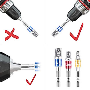 MAEXUS Impact Grade Socket Adapter Extension Set, Turns Power Drill Into High-Speed Nut Driver, 1/4" 3/8" 1/2" Drive, Socket to Drill Adapter for Impact Drivers (3 Pcs)