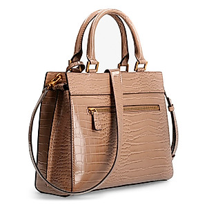 GUESS Womens Katey Croc Luxury Satchel, Light Rum, One Size US