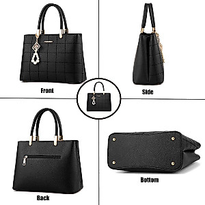 XingChen Purses and Handbags for Women PU Leather Top Handle Satchel Ladies Shoulder Tote Bags Black