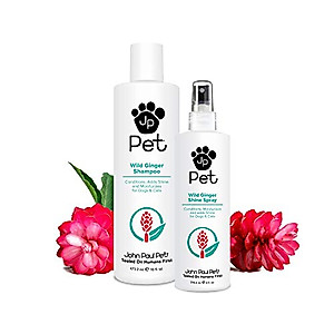 John Paul Pet Wild Ginger Shampoo for Dogs and Cats, Soothes and Cleanses Adding Moisture and Shine, 16-Ounce, clear