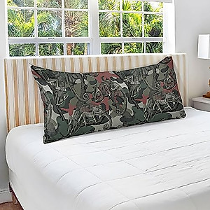 Chameleon Branch Camouflage Pillow Cases King Size Super Soft Pillowcase with Zipper Washed Microfiber Pillowcases for Bedroom Sofa Couch Home Decoration