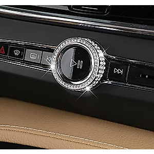 NIUHURU Compatible with Volvo XC60 XC90 S60 V60 XC40 Bling Accessories Sound Audio Knob Cover Car Interior Bling Accessories for Women