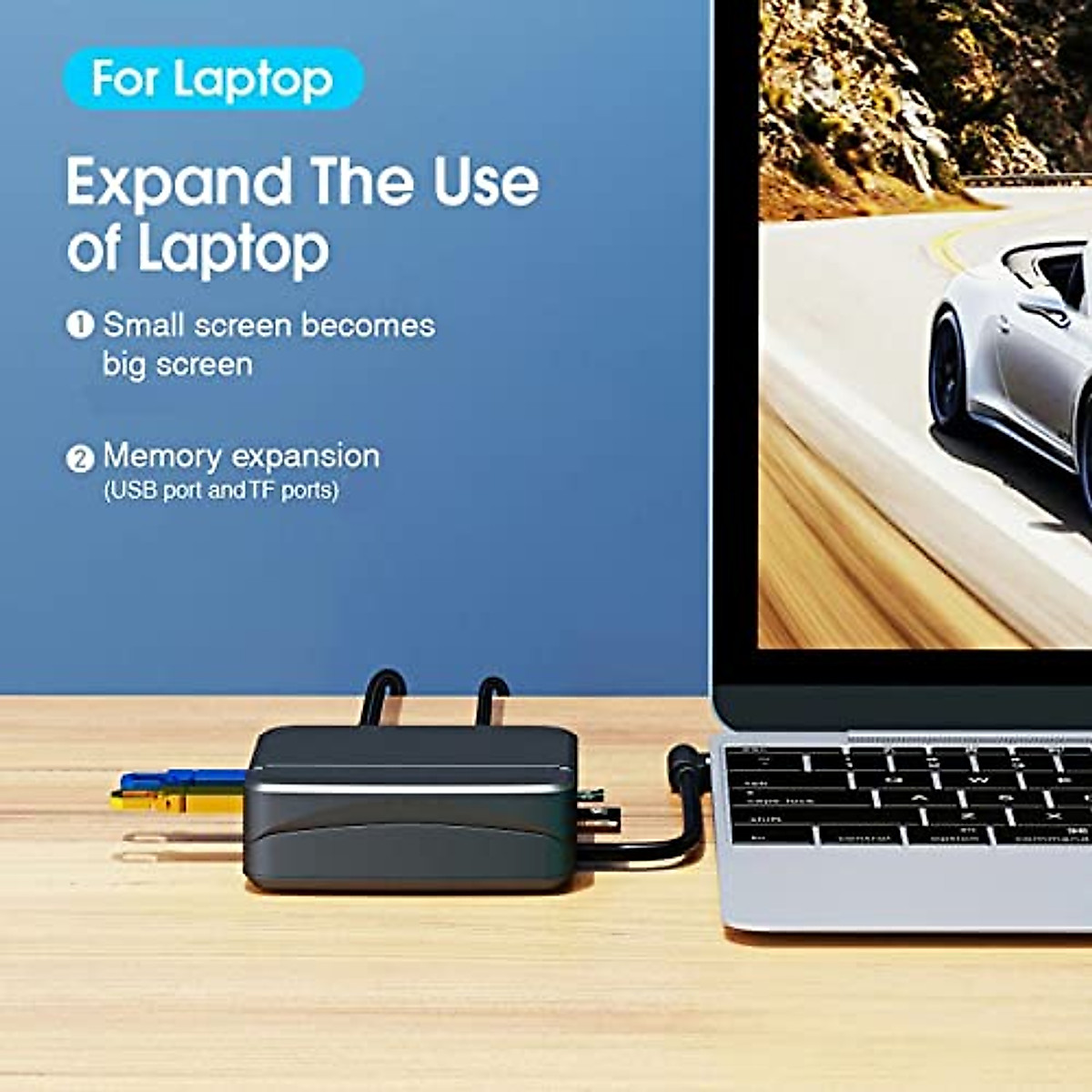 WYTR Type C to HDMI-Compatible Multi-Function Gaming Stand HUB Mini Portable Adapter 8-in-1 Multi-Port Hub