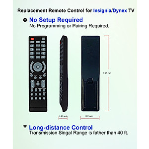 JISOWA Replacement Remote Control Universal for Insignia NS-19E310NA15 NS-RC03A-13 NS-24D510NA15 NS-42P650A11 NS-42L260A13 NS-46E481A13 NS-50L260A13 NS-55L260A13 Dynex DX-RC01A-13 DX-32L200NA14 TV