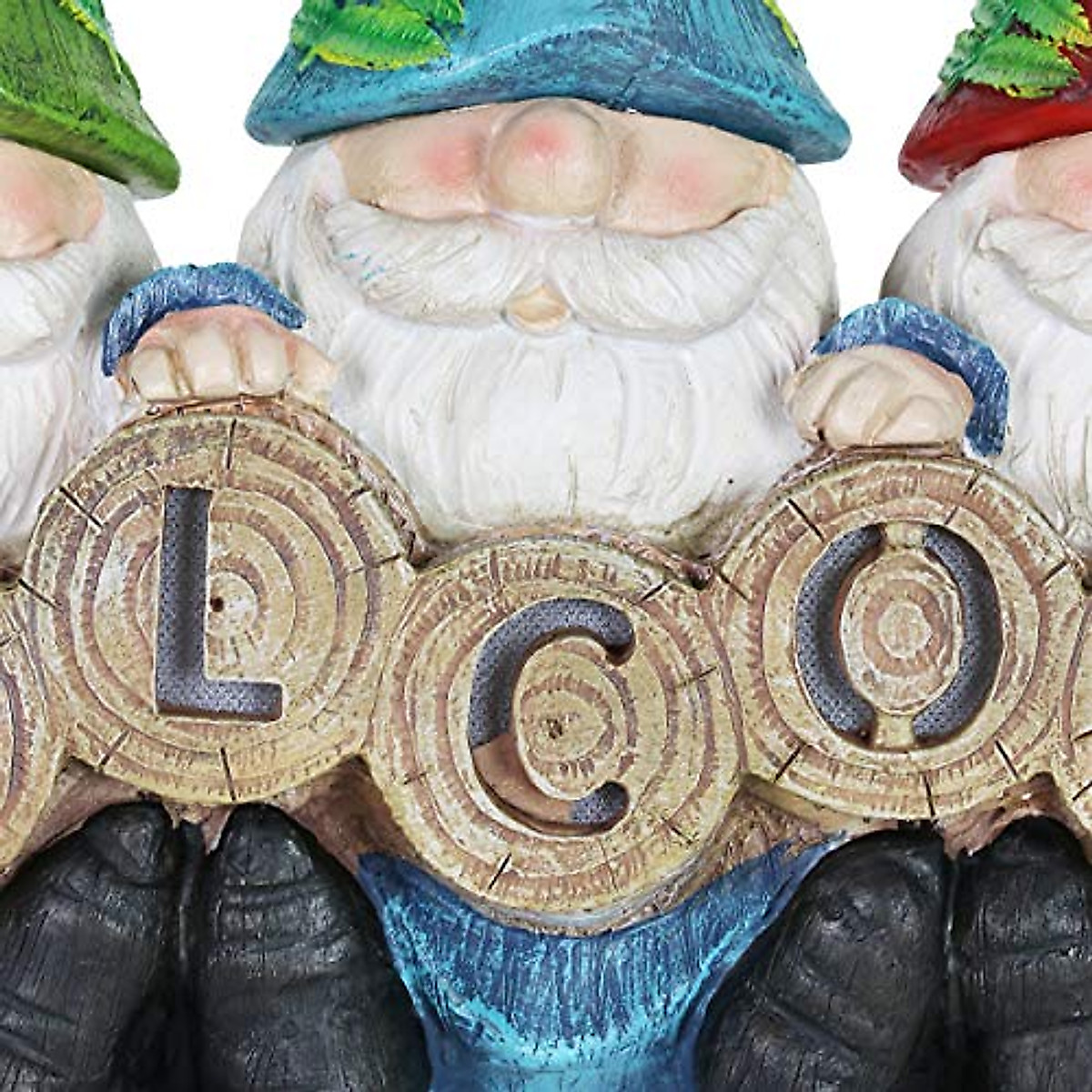 Exhart Garden Gnomes, Solar Garden Gnome Statue with Welcome Sign, LED Hats, Funny Outdoor Garden Decoration, 13 x 9 Inch