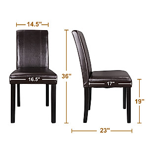 SUPER DEAL Faux Leather Dining Chair Set of 4 with Wood Legs Waterproof & Oilproof Stretch Kitchen Dining Room Restaurant Chairs, Espresso