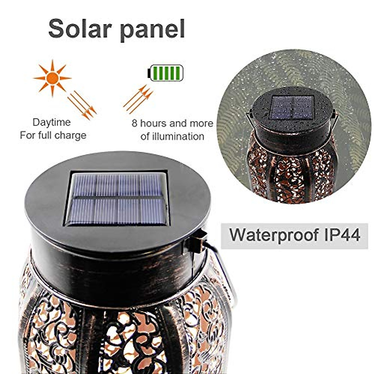 Maggift 2 Pack 10.6 Inch Hanging Solar Lights Outdoor Retro Hanging 20 Lumens Christmas Decorative Solar Lantern with Handle, Brown