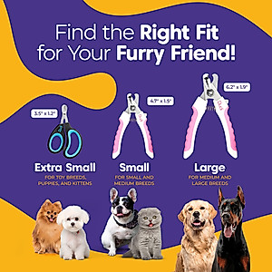 Dudi Pet Nails Clippers for Cats and Nail File - Cat Nail Trimmers with Lock Guard - Razor Sharp Grooming Clipper Trimmer Blades for All Breed Sizes - White Pink - Big