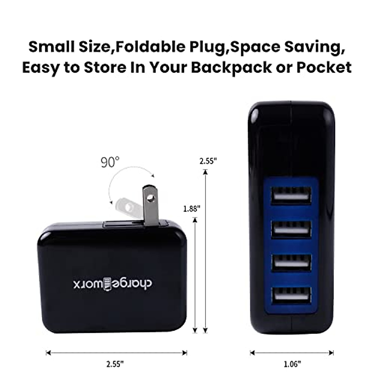 USB Charging Hub Charger Block Wall Charger USB Charger Adapter Charging Station 4 Multi Port Fast Charger Power Block with Cable for iPhone 12 Pro Max Plus Samsung Multiple Device Phone Tablet Laptop