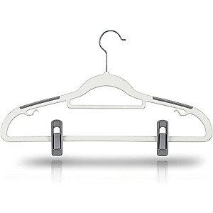 Tinfol 20pc Grey Plastic Hanger Clips - Strong Pinch Grip Clips for Use with Slim-line Clothes Velvet Hangers, Multi-Purpose Finger Clips for Home