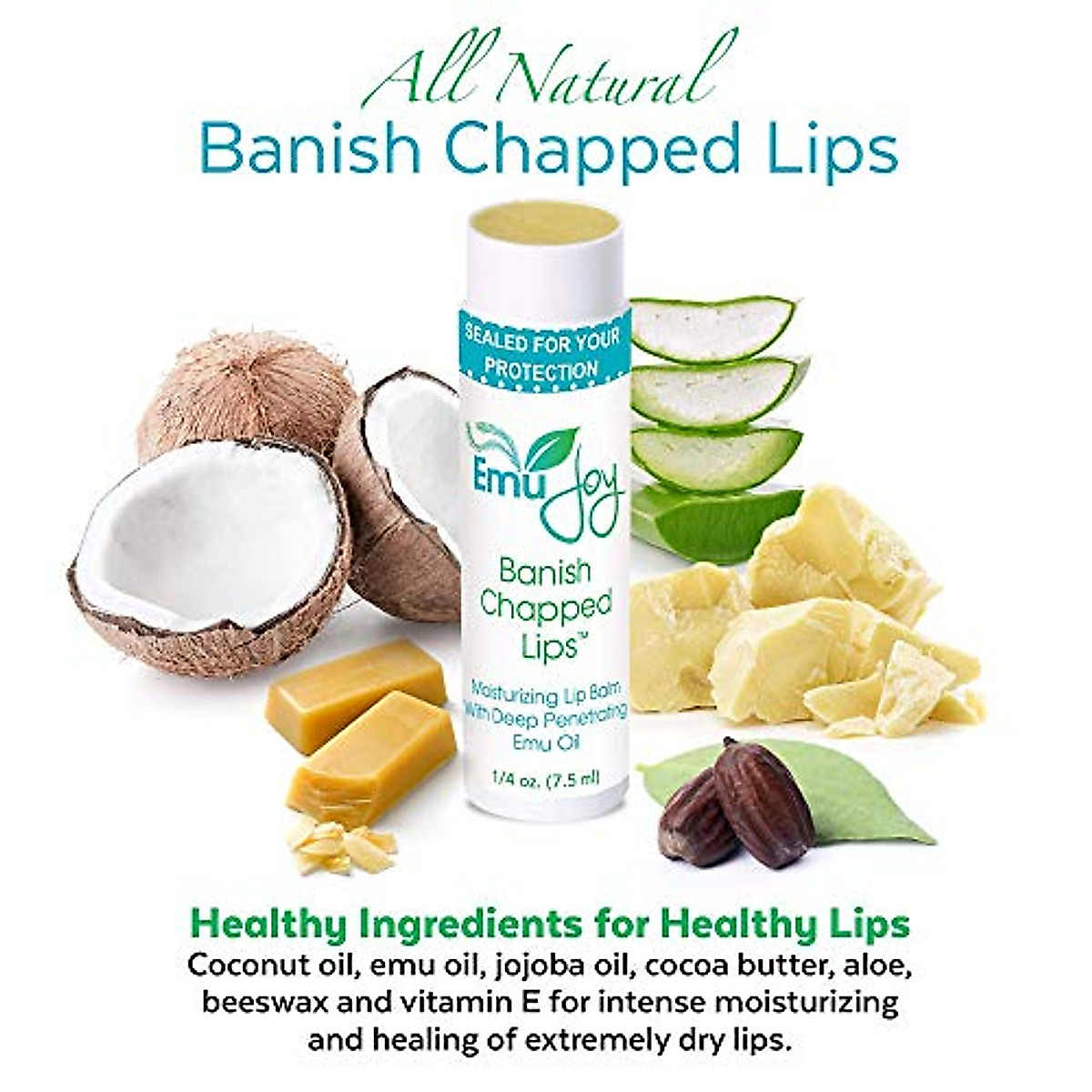 Banish Chapped Lips Emu Oil Lip Balm for Severe Dry Lips Jumbo Tube