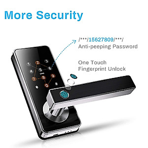 Tiffane Smart Lever Door Lock with Keypad Fingerprint Door Lock Keyless Entry Door Lock Bedroom Door Lock Security for Smart Home Office(Silver)