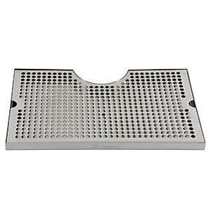 Kegco SECO-1610D 16" x 10" Surface Mount Drip Tray - 3" Column Cut-Out - SS, with Drain