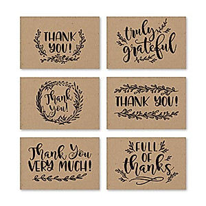 24 Rustic Kraft Thank You Cards With Envelopes, Great Note For Adult Funeral Sympathy or Gift Gratitude Supplies For Grad, Birthday, Baby or Country Bridal Wedding Shower For Western Boy or Girl