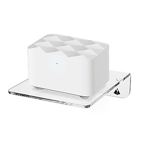 TXEsign Mesh WiFi Router Shelf, Acrylic Small Wall Shelf for Orbi Mesh WiFi Router, Google Nest WiFi, Speaker, Clock, Monitor Action Figure (6.69X5.51 Inch) (5.51X6.69 Inch)