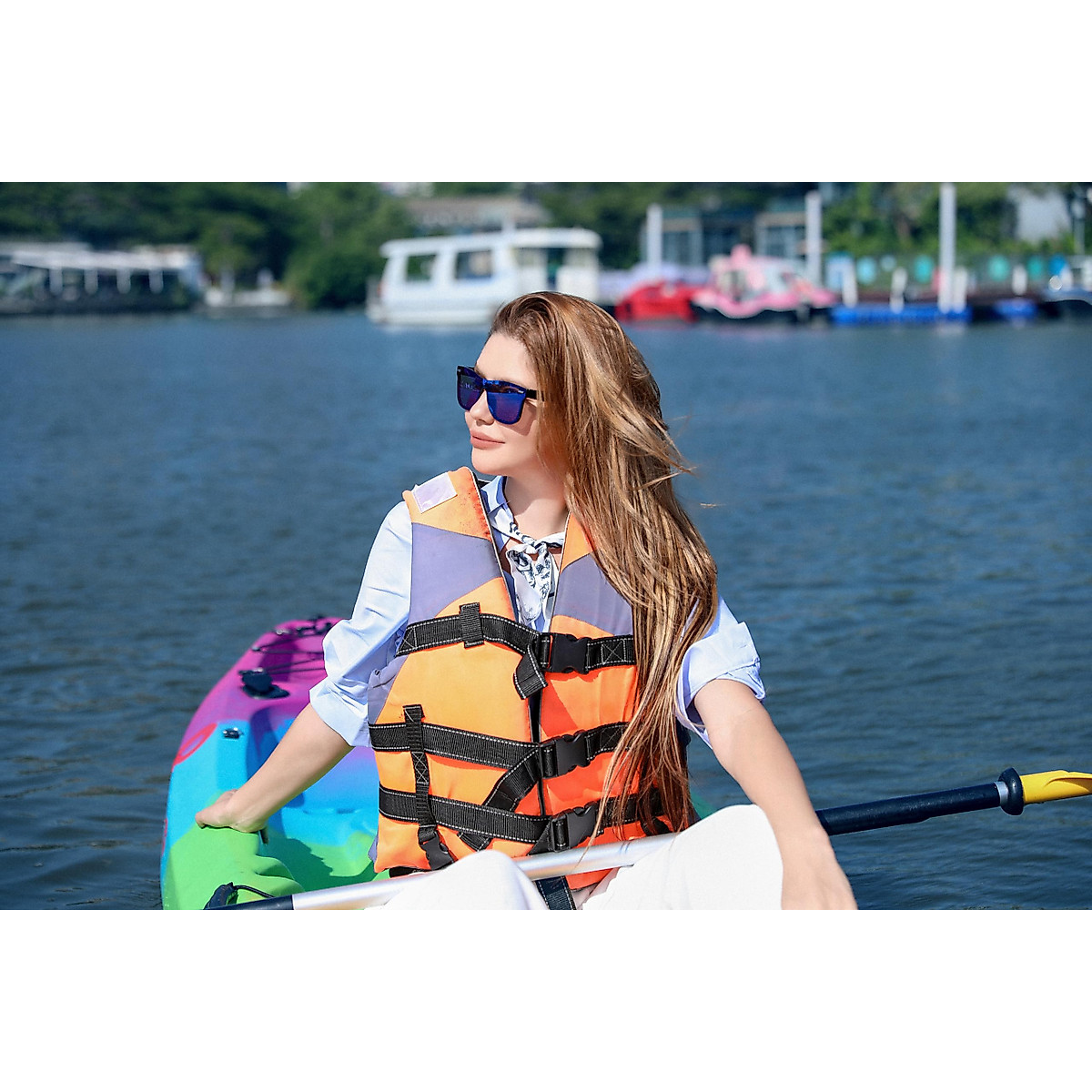 FEISEDY Trendy Rimless Mirrored One Piece Lens Sunglasses Reflective Sun Glasses B4114