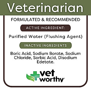 Vet Worthy Eye Wash for Dogs - Gentle Eye Cleansing Solution for Dogs to Prevent Tear Stain and Eye Irritation - Dog Eye Cleaner for Tear Stain, Dirt, and Eye Discharge - 4oz