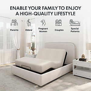 FLEXISPOT Adjustable Bed Frame Base Queen,Segmented Design,Easy Assemble,Adjustable Bed Legs, Oxford Fabric Bedspread,Wired Remote,Whisper Quiet Durable Motor,Mattress Holder.