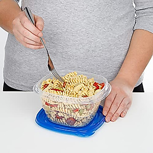 Sistema Takealongs 1.2L Deep Square 4 Pack Food Storage Containers, 1.2 Litre, Clear with Blue Lid