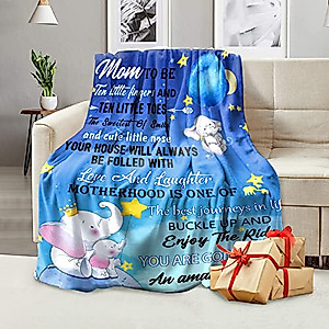 New Mom Throw Blanket, Soft Elephant Flannel Blankets for New Pregnancy Gifts, Postpartum Gifts for Mom, Best Gift for New Mommy After Birth, First Time Mom Gift, Best, 50x60 Inches