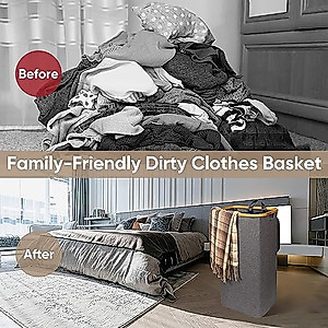 Laundry Hamper with Lid, 100L Large Hampers for Laundry with Handles, Foldable Laundry Basket with Removable Bags, Freestanding Laundry Hamper for Bedroom and Bathroom