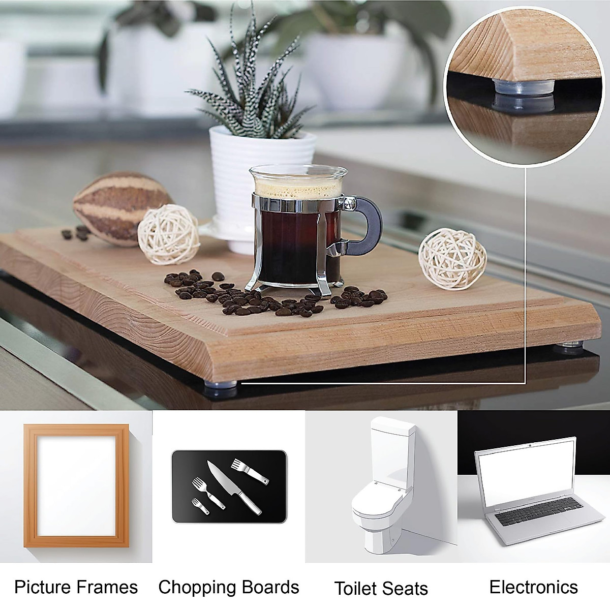 Pack of 50 Cabinet Door Bumpers - 1/2” Diameter Clear Adhesive Pads for Drawers, Glass Tops, Cutting Boards, Picture Frames, Small Furniture