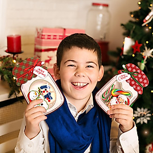 Giiffu Christmas Party Favors for Kids - 48 Pack Mason Jar Paper Card Craft Bulk with 48 Treat Bags for DIY Kids Birthday Party Favor, Classroom Gifts, Xmas Gifts Holiday Supplies (Candy Not Included)