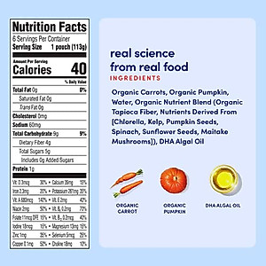 Cerebelly Baby Food Pouches – Organic Carrot Pumpkin (4 oz, Pack of 6) - Toddler Snacks - 16 Brain-supporting Nutrients, Healthy Snacks, Made with Gluten-Free Ingredients, No Added Sugar