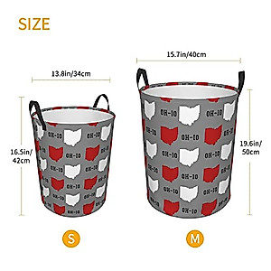 Large Laundry Hampers Collapsible Laundry Baskets Ohio State Gray USA America Washing Bin Waterproof Lightweight Storage Bin for Toy Organizer Nursery