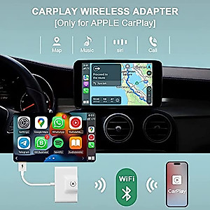 SSUCA CarPlay Wireless Adapter for Factory Wired CarPlay 2023 Upgrade Plug & Play Wireless CarPlay Dongle Converts Wired to Wireless Fast and Easy Use Fit for Cars from 2015 & iPhone iOS 10+