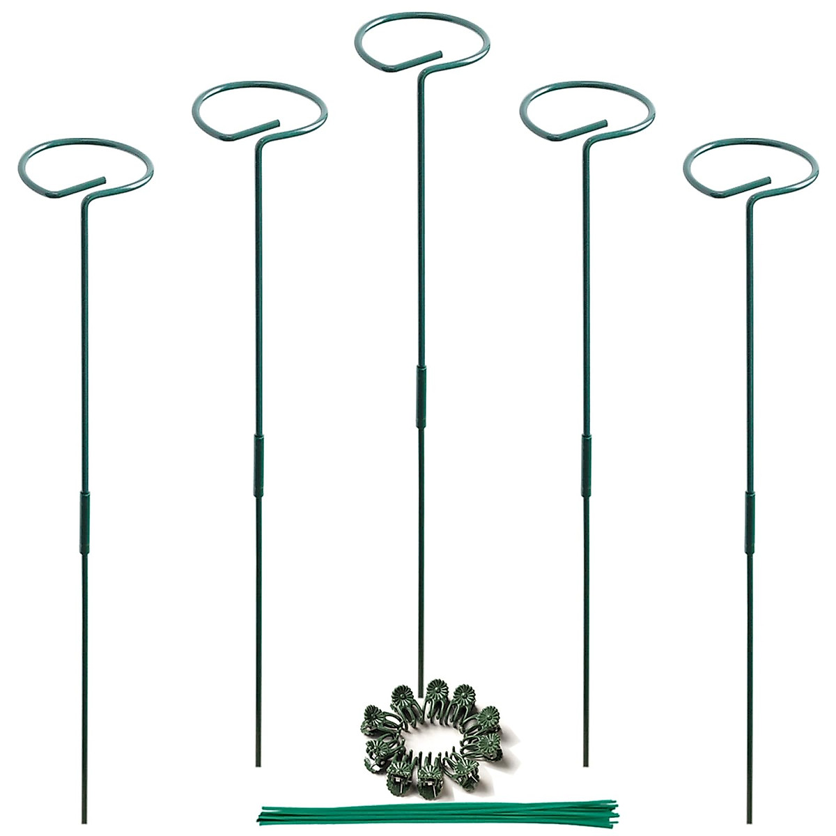 YEENIM 5 Pcs Plant Support Stakes, 30 Inch (15.75"+15.75") Tall Single Stem Plant Sticks, Garden Stake for Indoor Outdoor Flowers Amaryllis Tomatoes Peony Lily Rose Narcissus