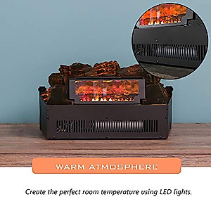 LOKATSE HOME 23" Electric Fireplace Insert Log, Remote Control Heater with Realistic Ember Bed, Black