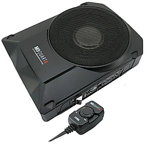 MB Quart RW-110A 800W Reference Series 10'' Slim Low Profile Compact Under-Seat 4-Ohm Active Powered Subwoofer Enclosure with Built in Amplifier for Car RV ATV - 3rd Gen, Black