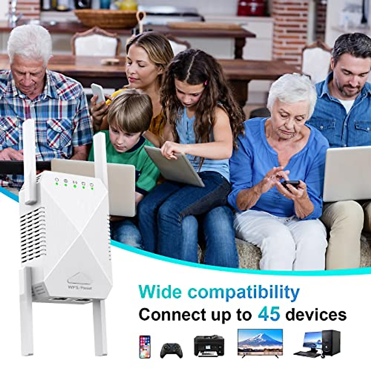 WiFi Extender, 2023 Fastest WiFi Booster 1200Mbps Dual Band (5GHz/2 ...