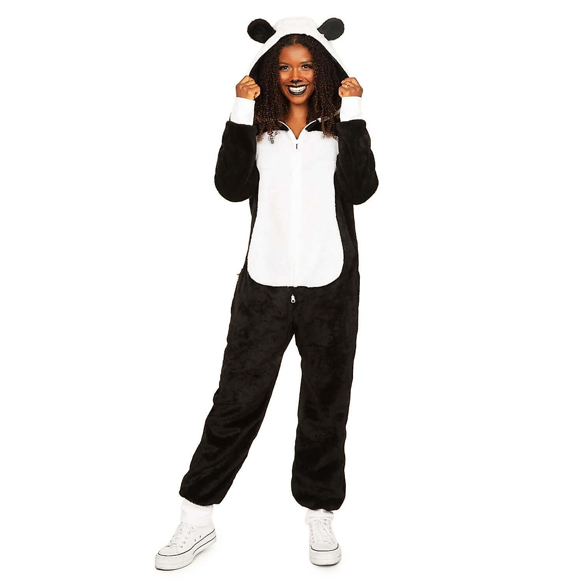 Tipsy Elves' Women's Panda Costume - Cute Black and White Bear Halloween Jumpsuit Size Small