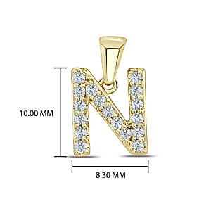 Diamond Wish 14k Yellow Gold Letter N Diamond Initial Pendant Necklace (1/10cttw) with 18-inch chain