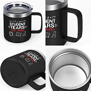 GINGPROUS Funny Teacher Appreciation Gifts, Student Tears Insulated Coffee Mug, Teachers Day Gifts Thank You Gifts for Teacher from Students Birthday Christmas Gifts, 12oz Insulated Travel Mug, Black