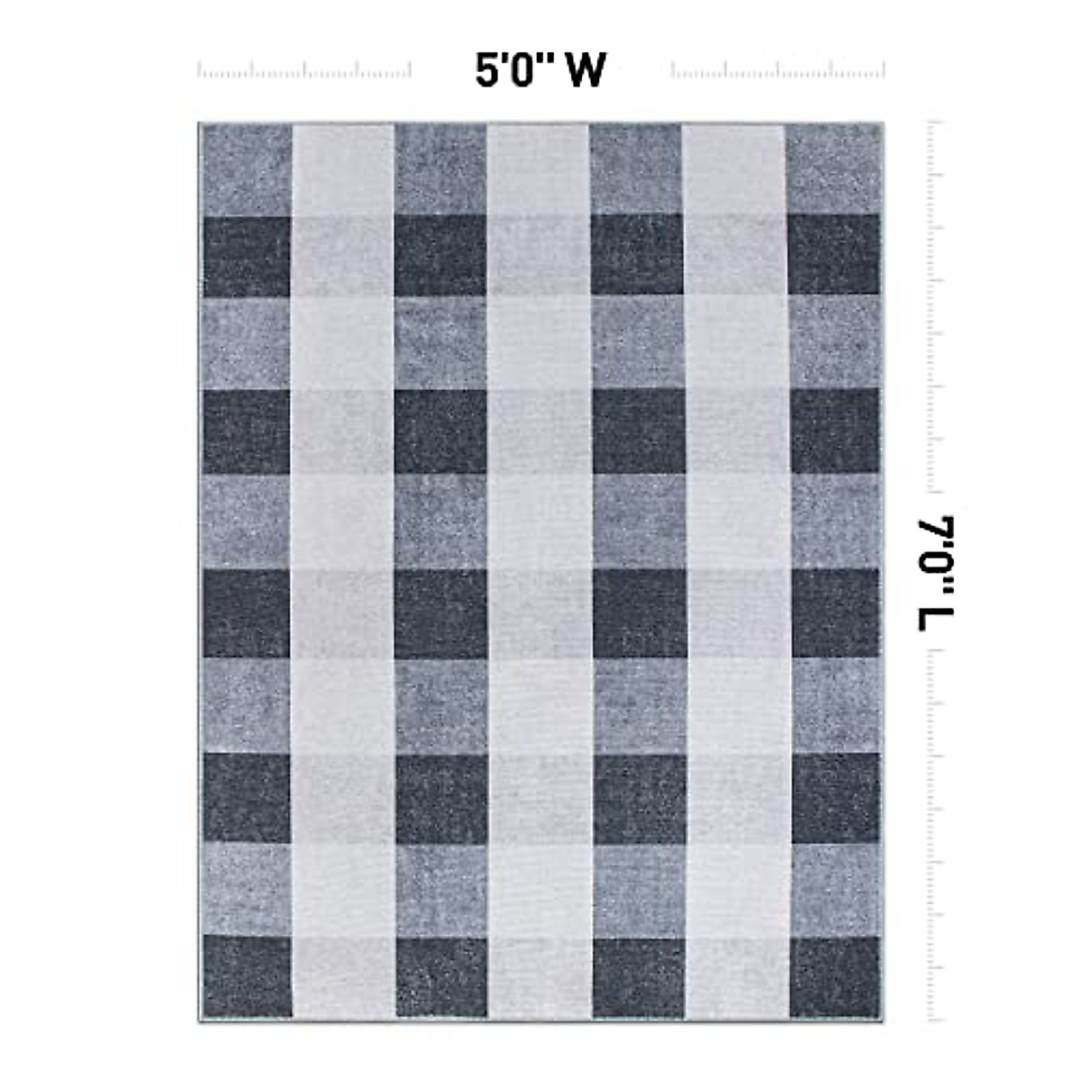 Rugshop Contemporary Checkered Stain Resistant Flat Weave Eco Friendly Premium Recycled Machine Washable Area Rug 5'x7' Gray