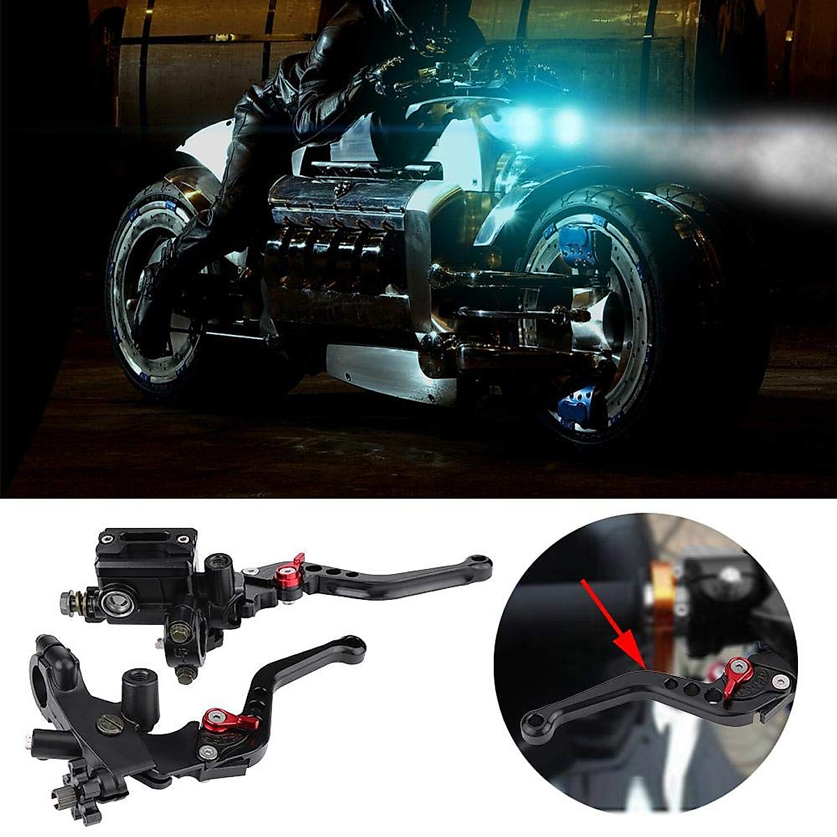 7/8" 22mm Handlebar Brake Master Cylinder Lever, Brake Lever Motorcycle Clutch for ATV Quad Moped Pit Dirt Bike Kids Motorcycle, 1 Pair - Left and Right Side