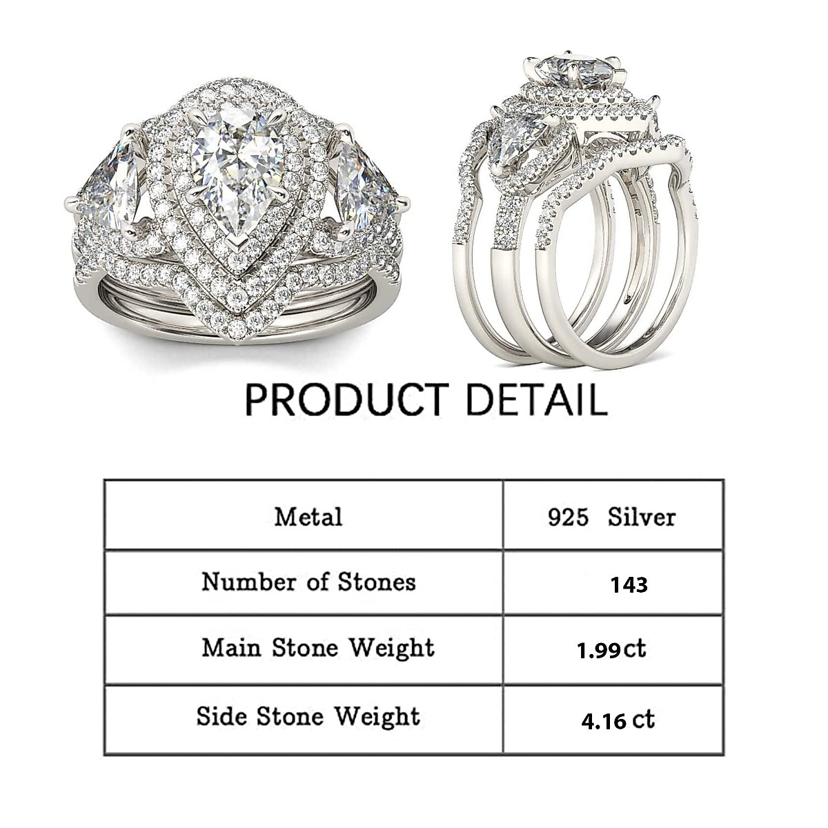 Jeulia Double Halo Oval Engagement Ring Sterling Silver Cubic Zirconia Engagement Ring Set Simulated Diamond Wedding Bridal Sets with Side Stones Promise Gift