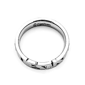 FORGIVEN JEWELRY RSJE1 JESUS Letters with Crosses Stainless Steel Ring Size 8-Christian Jewelry