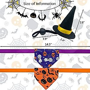 CooShou Halloween Guinea Pigs Wizard Hat Bandanas Costume Rabbit Triangular Scarf Black Orange Pumpkin Spider Bat Devil for Small Animals Bunny Sugar Glider Holiday Party S