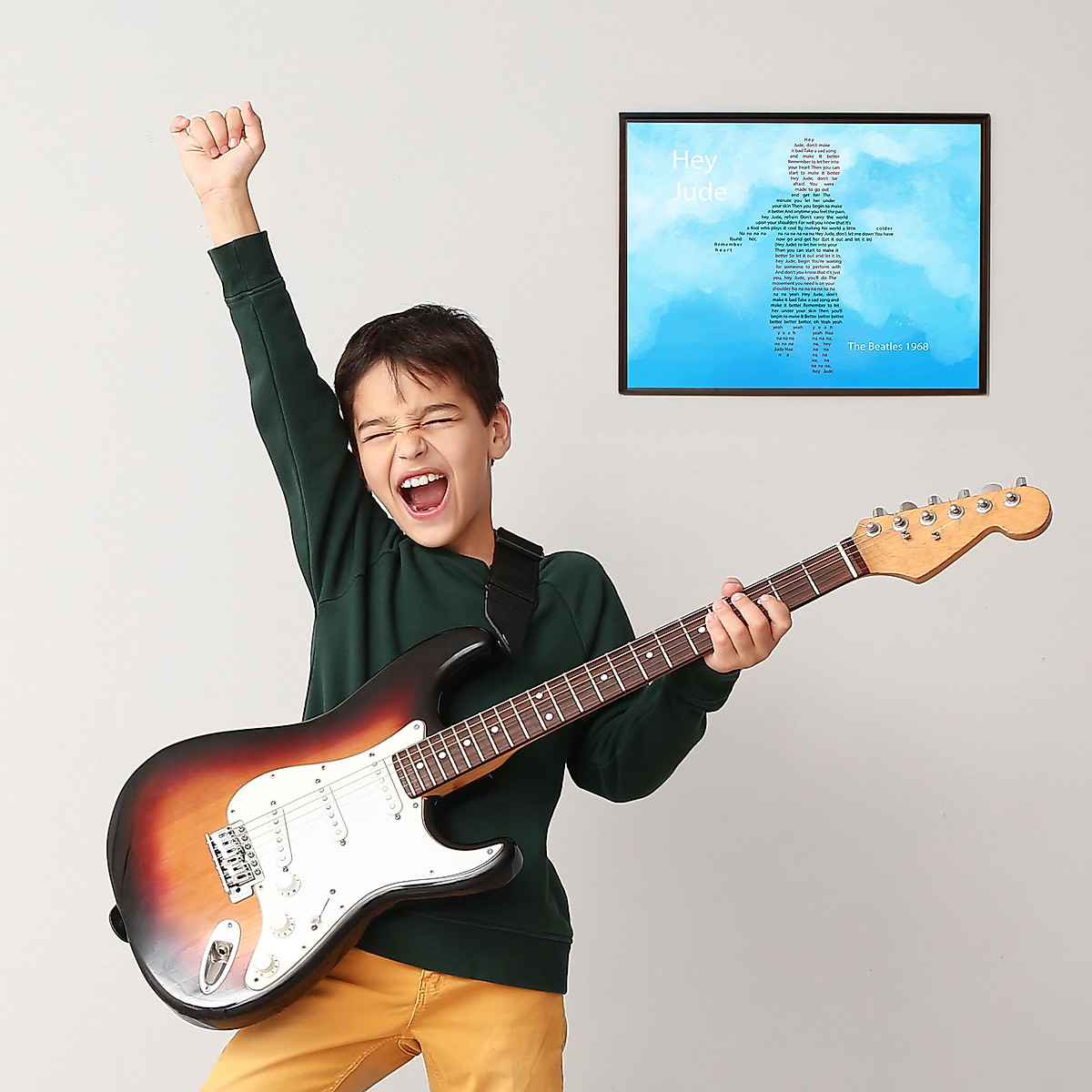 Hey Jude - Beatles Vintage Decor Lyrics Wall Art, This Retro Wall Decor Music Poster Print, is Great For Home Decor, Bedroom Decor, Office Decor, or Man Cave Room Decor Aesthetic, Unframed - 10x8